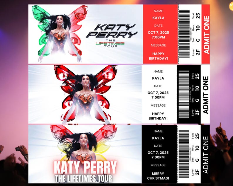 Editable Katy Perry Concert Ticket, Printable the Lifetimes Tour 2025 ...