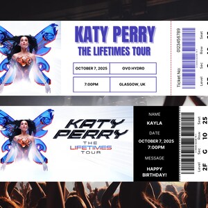 Editable Katy Perry Concert Ticket, Printable the Lifetimes Tour 2025 ...