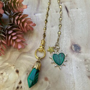 Malachite Gemstone Point Pendulum, Dowsing, Divination, Handmade ...