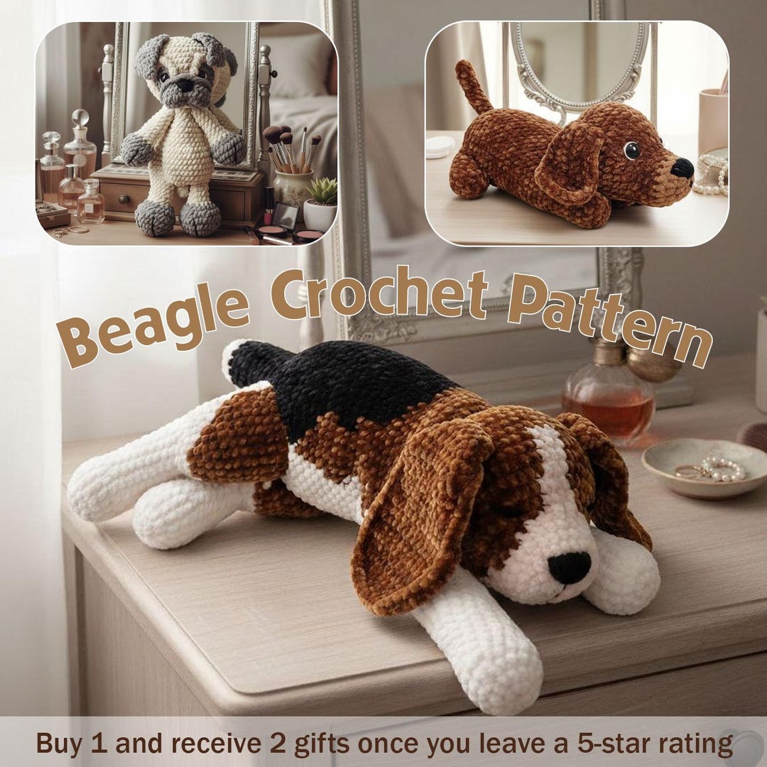 Beagle Crochet Pattern PDF, Realistic Beagle Dog Amigurumi Plush ...