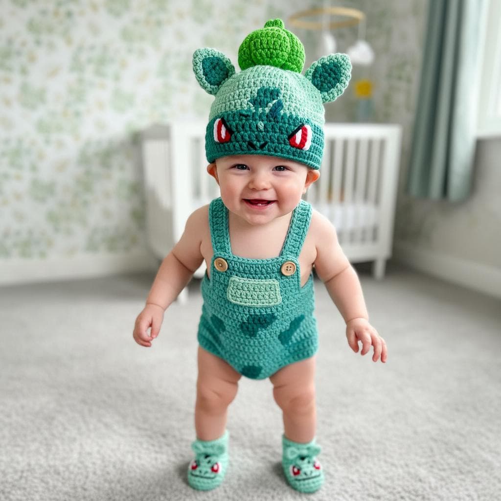 Baby Crochet Outfit Set, Bulbasaur Pokémon Costume, Grass Starter ...