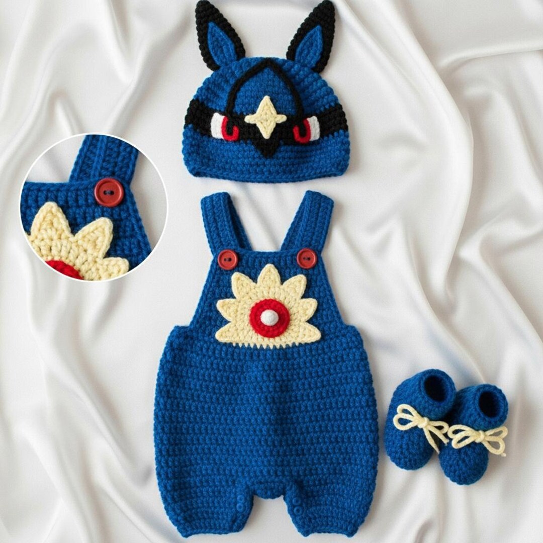 Baby Crochet Outfit Set, Lucario Pokémon Costume, Anime Cosplay ...