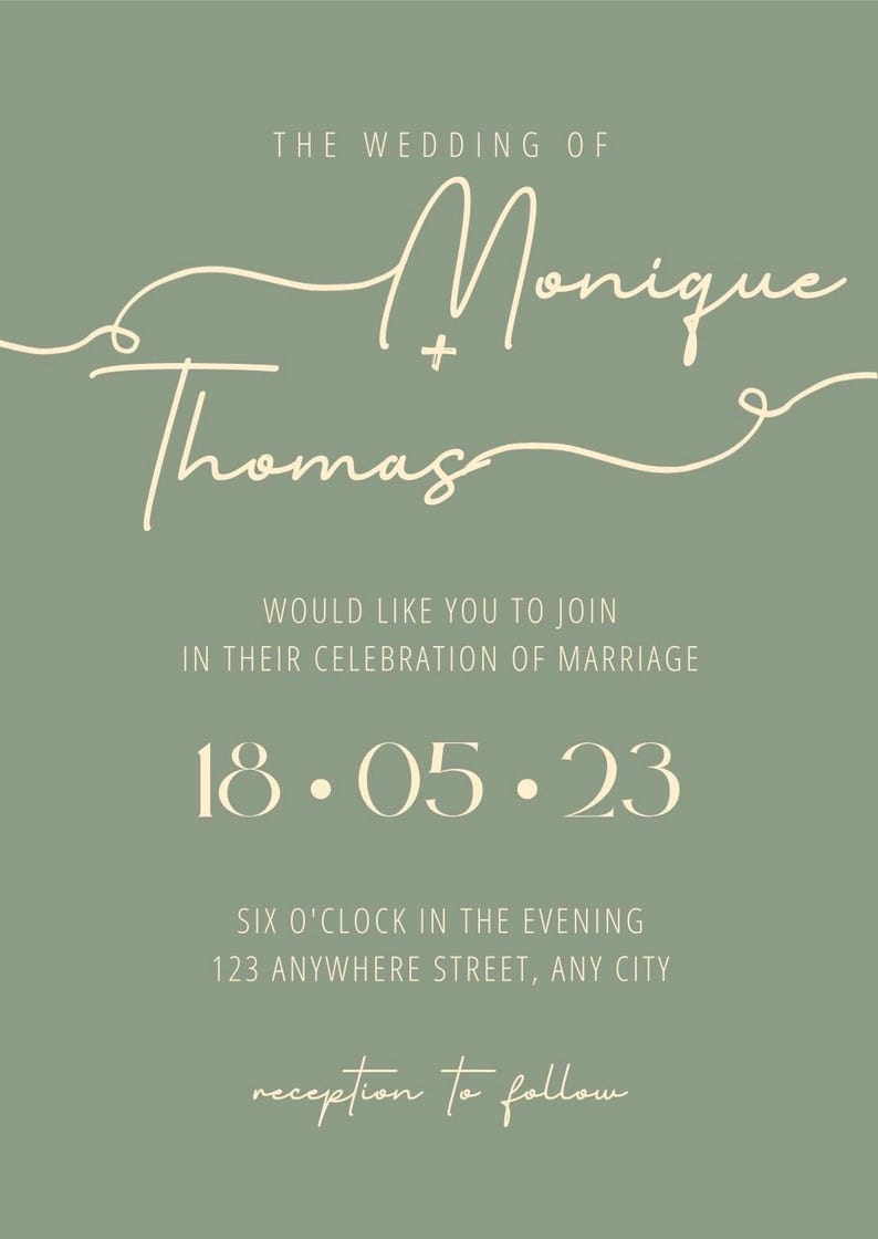 Sage Green Wedding Invite - Etsy