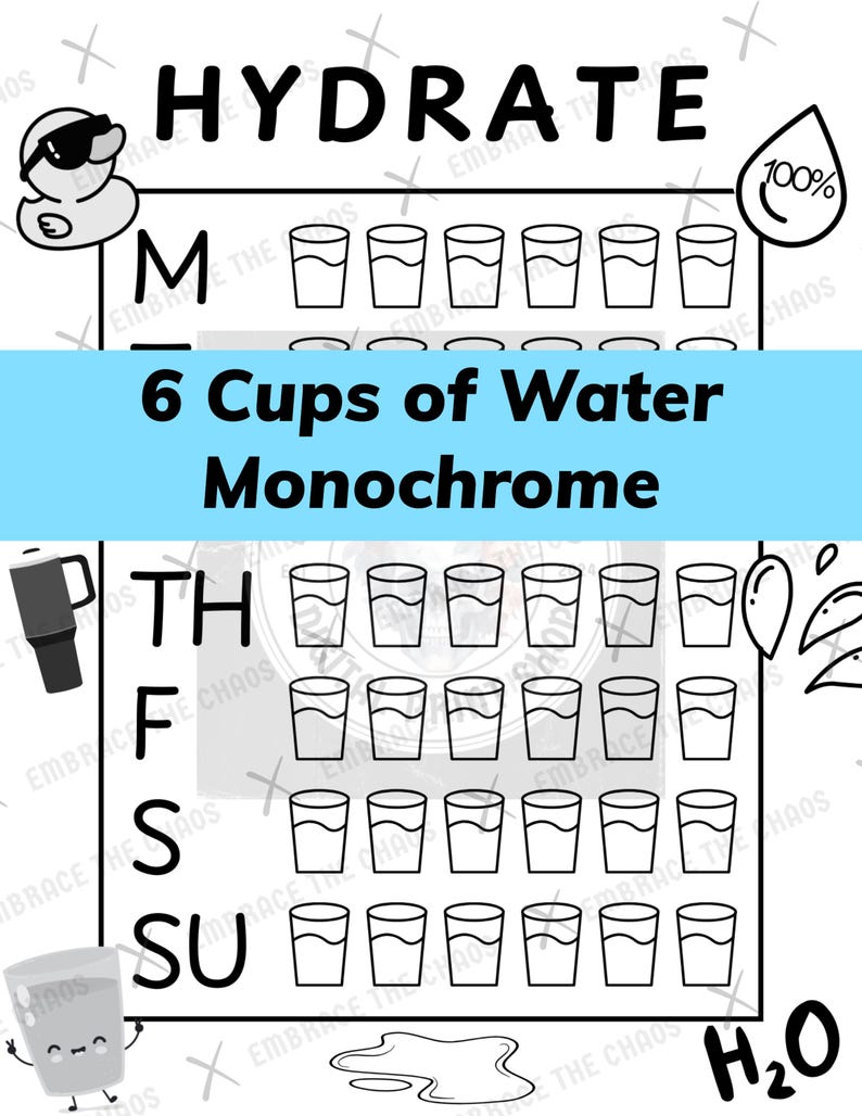Hydration Tracker | Water Intake Log | Digital Download - Etsy