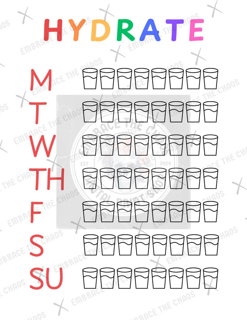 Hydration Tracker | Water Intake Log | Digital Download - Etsy