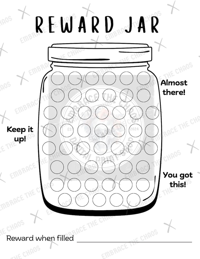 Printable Reward Jar: Fun Behavior Chart (digital Download) - Etsy
