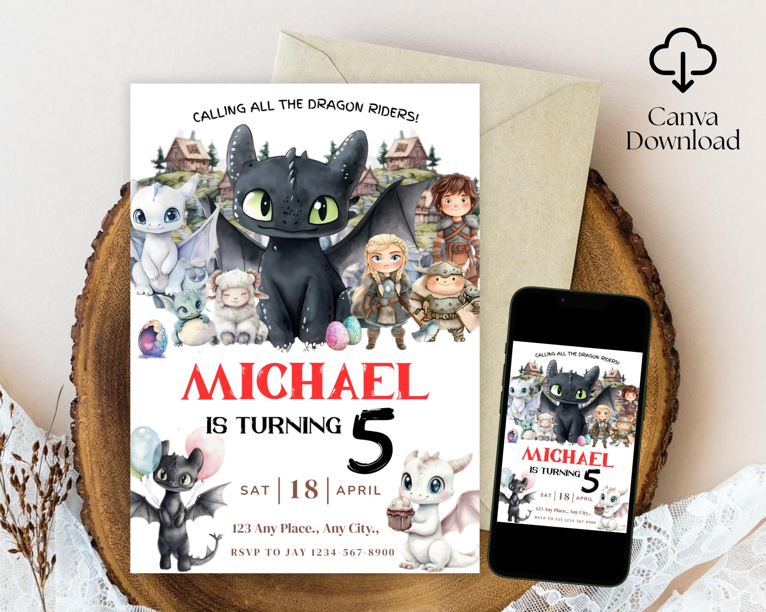 How to Train Your Dragon, Birthday Template, Dragon Party, Invitation ...