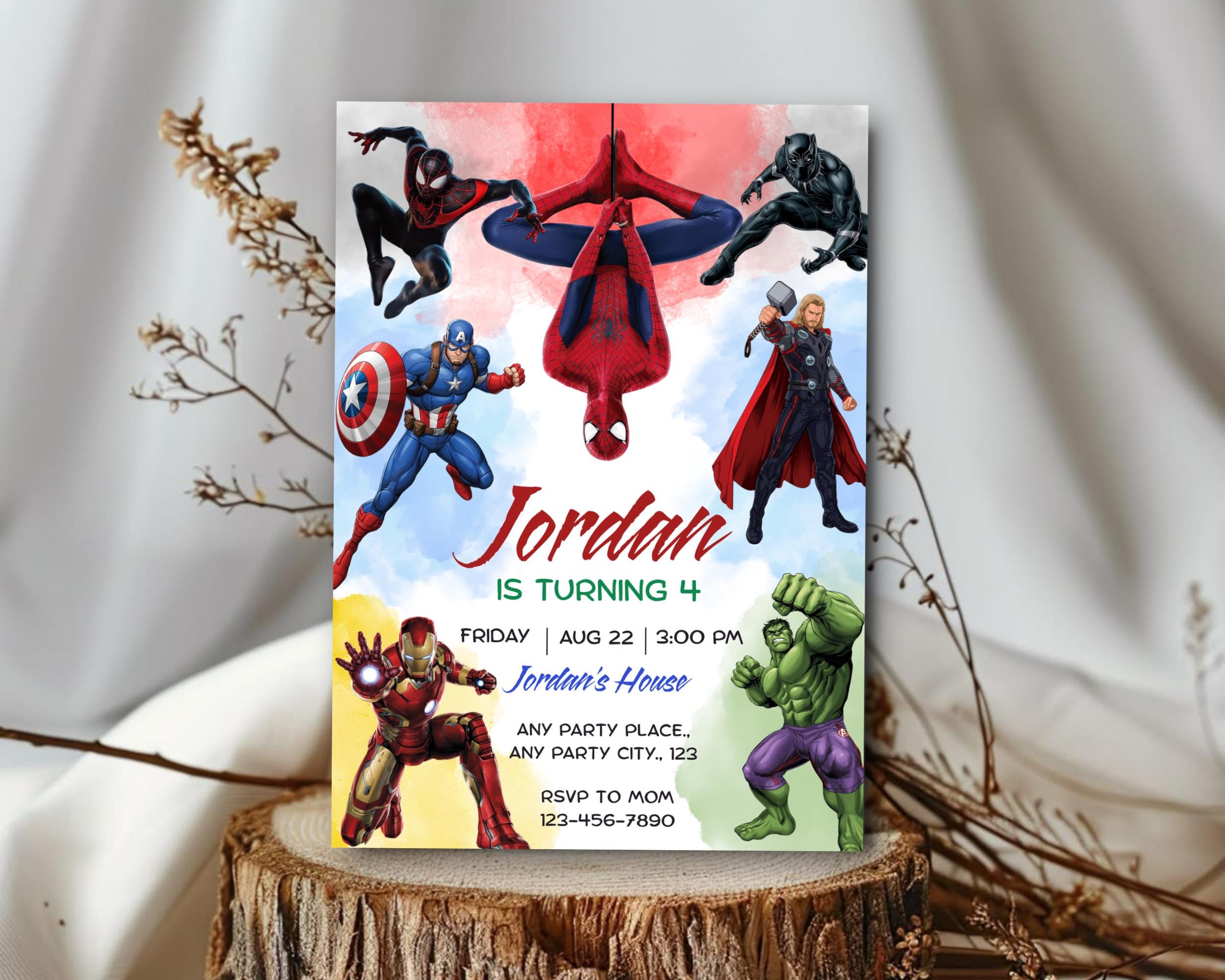 Editable Superheroes Birthday Invitation, Superhero Birthday Invite ...