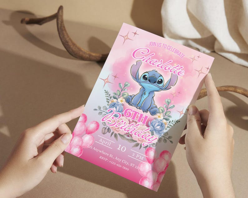 Editable Stitch Invitation, Custom Printable Stitch Party Invite ...