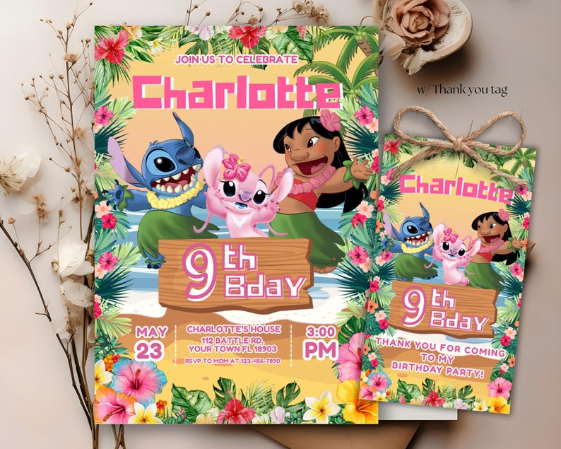 Custom Printable Editable Stitch Invitation, Lilo and Stitch Birthday ...