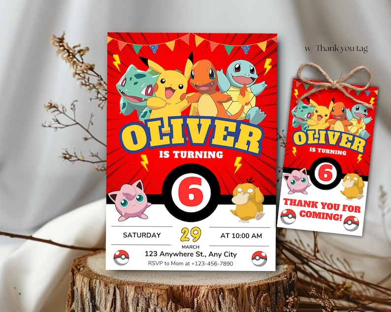 Editable Pokemon Invitation, Pokemon Birthday Invitation, Printable ...