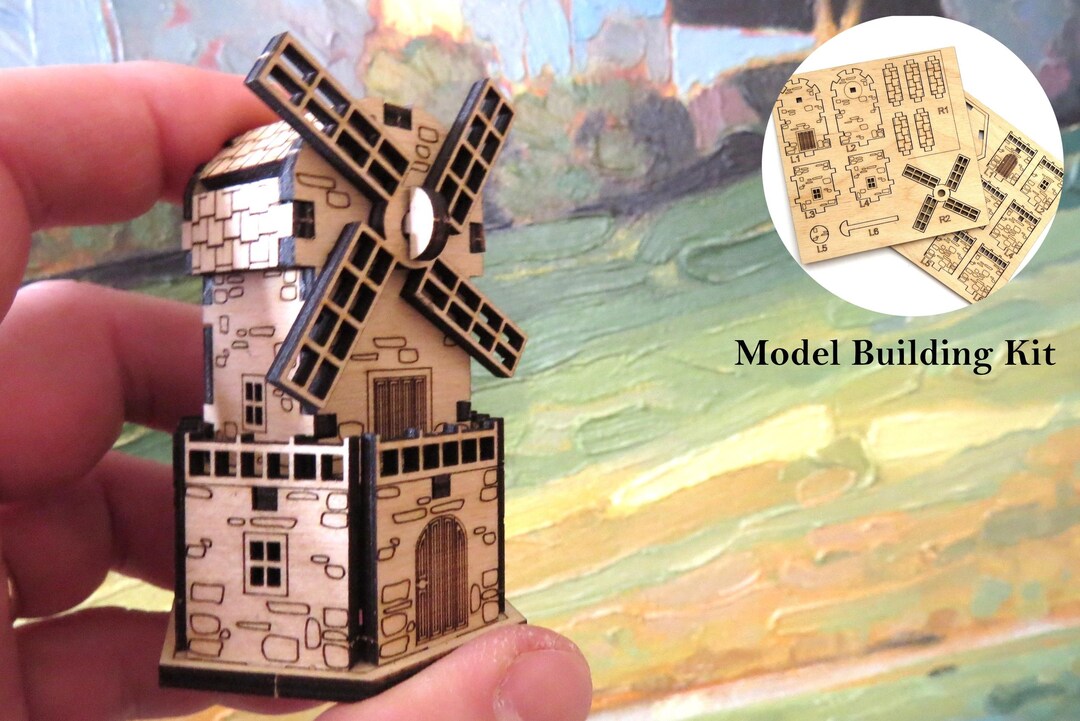 Sr No 109 - Miniature Windmill, Laser Cut Wooden Model Windmill ...