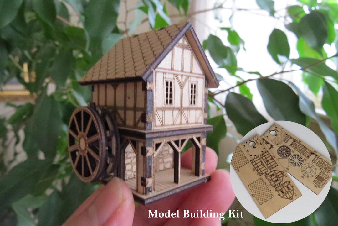 Sr No 103 Watermill - Laser Cut Wooden Model House Kit, Handmade ...