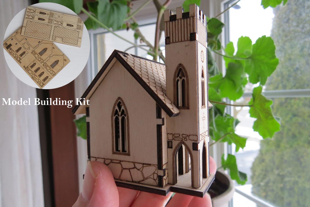 Sr No 105 Church - Laser Cut Wooden Model House Kit, Handmade Medieval ...