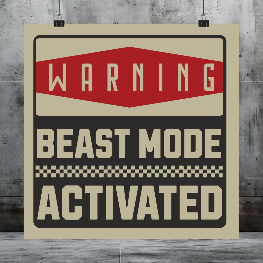 Satin Poster, Warning: Beast Mode Activated, Gym Wall Art, Fitness Room ...