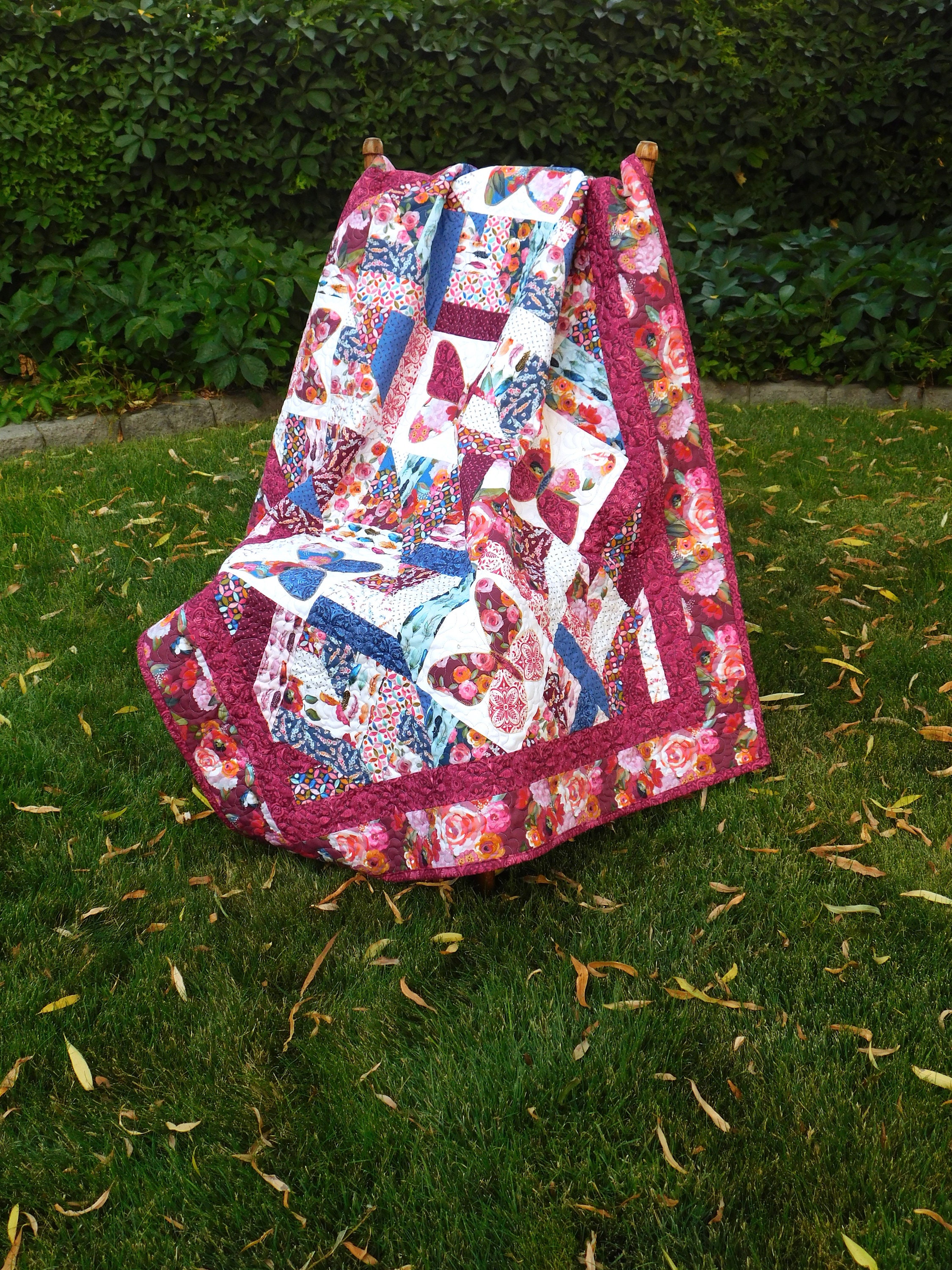 Poppies and Plume/quilt Baby/ Butterflies/crib Quilt/handmade/ Patchwork Quilt - Etsy