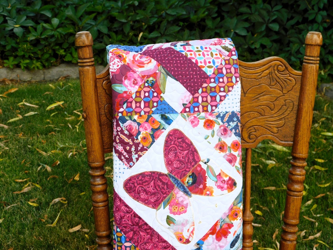 Poppies and Plume/quilt Baby/ Butterflies/crib Quilt/handmade ...