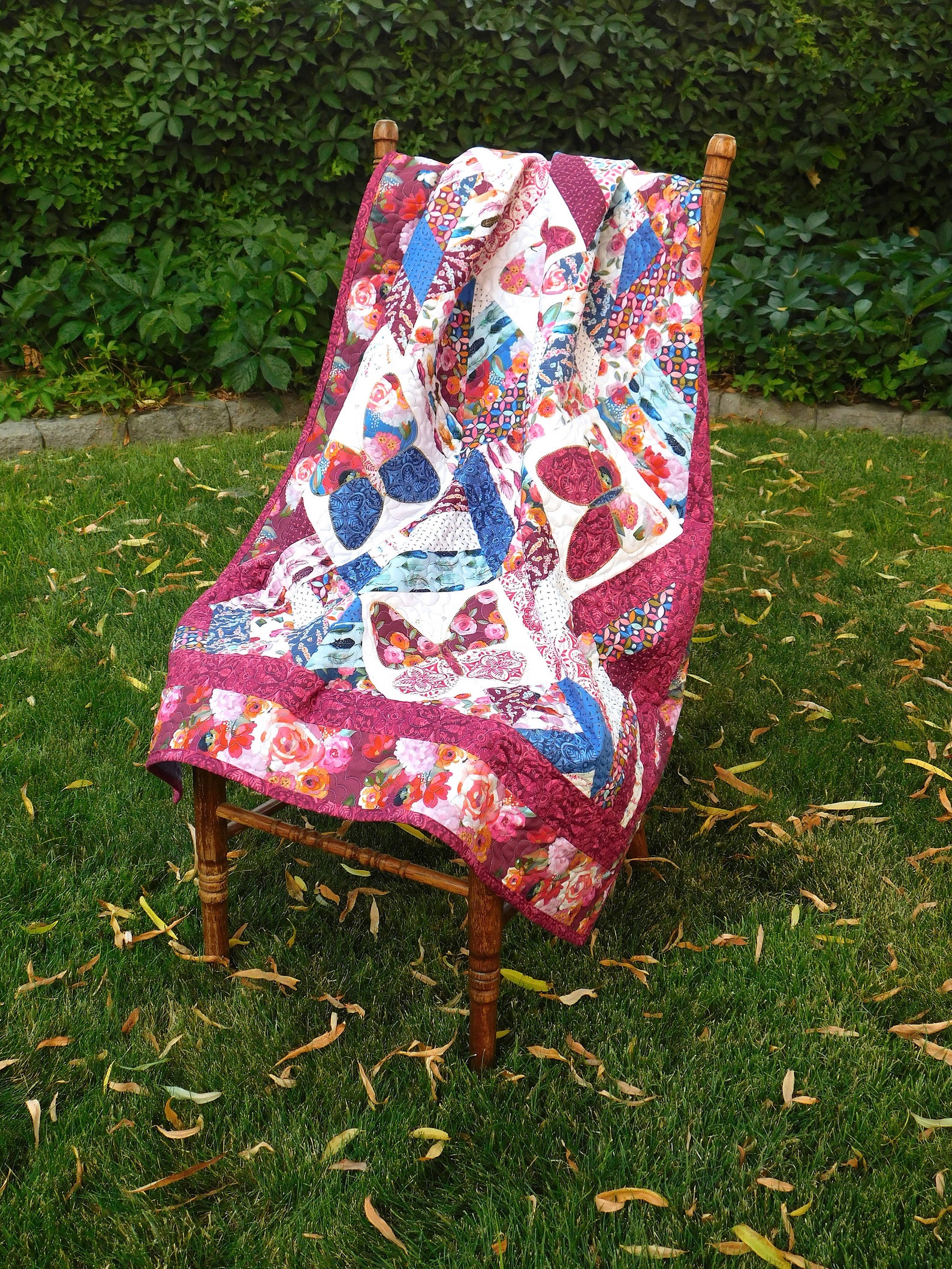 Poppies and Plume/quilt Baby/ Butterflies/crib Quilt/handmade ...