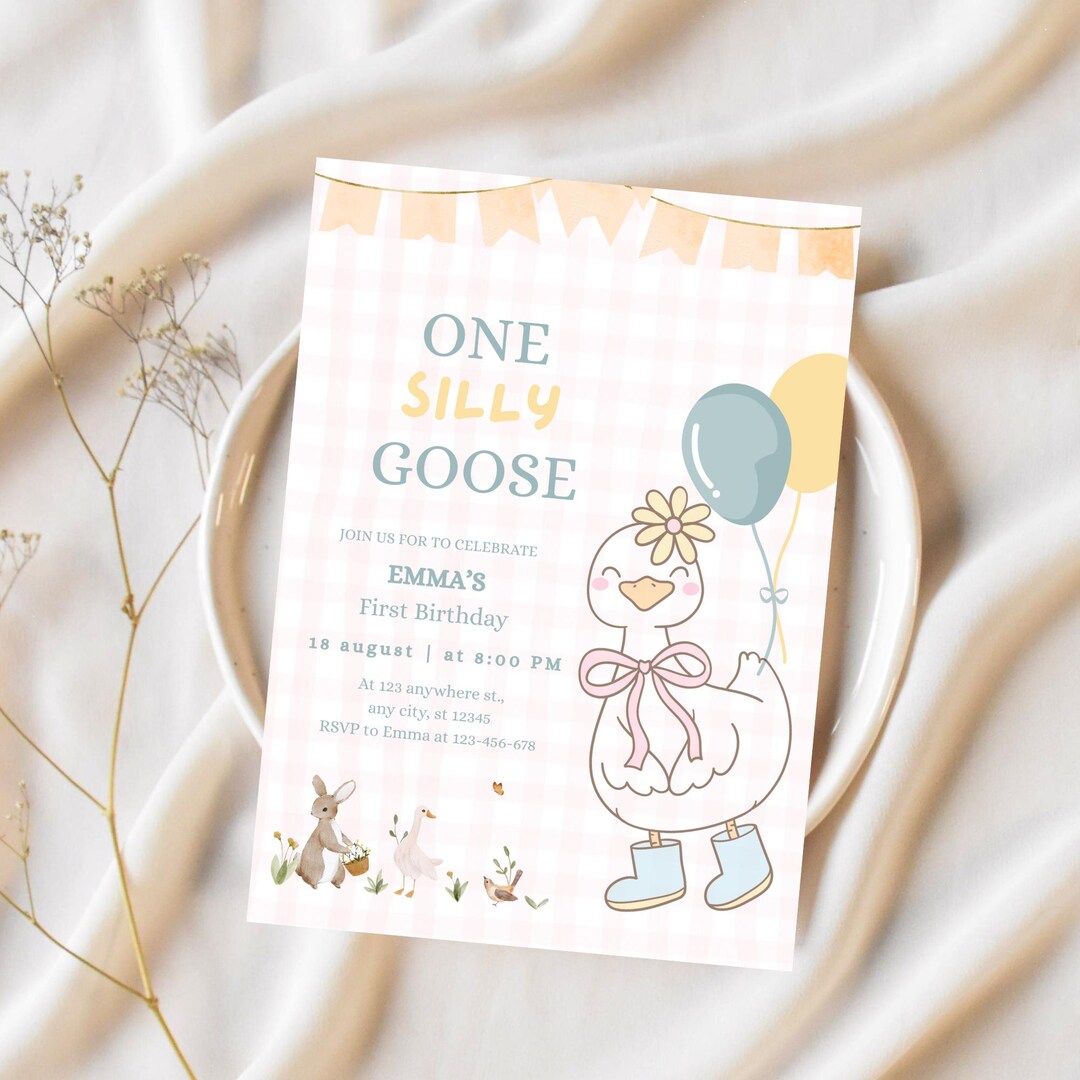 Editable Silly Goose Birthday Invitation Template, Goose Birthday ...