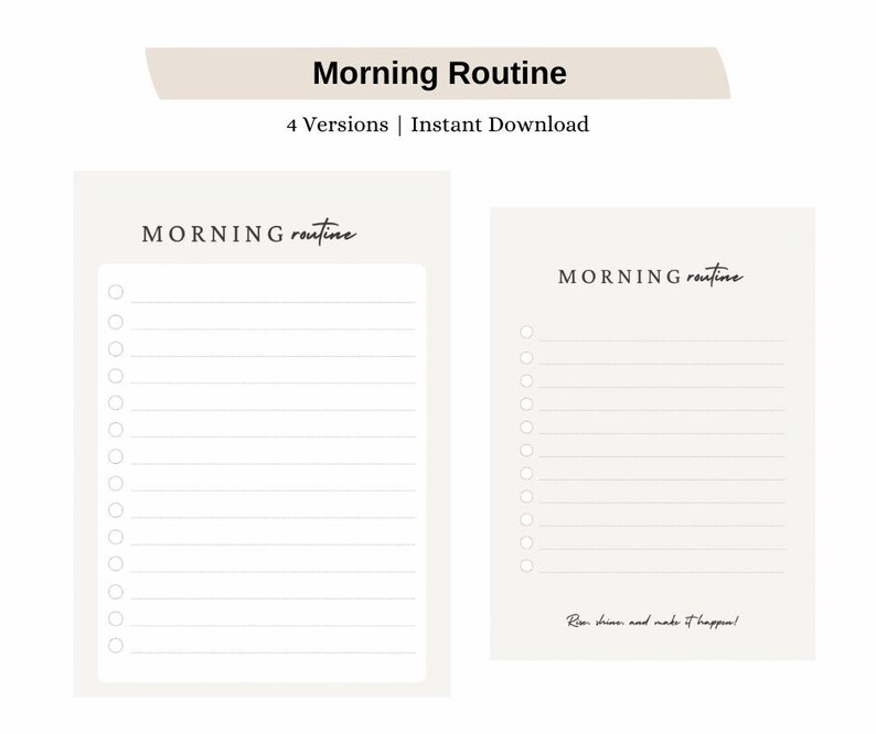 Morning Routine Checklist Printable Daily Routine Productivity Planner ...