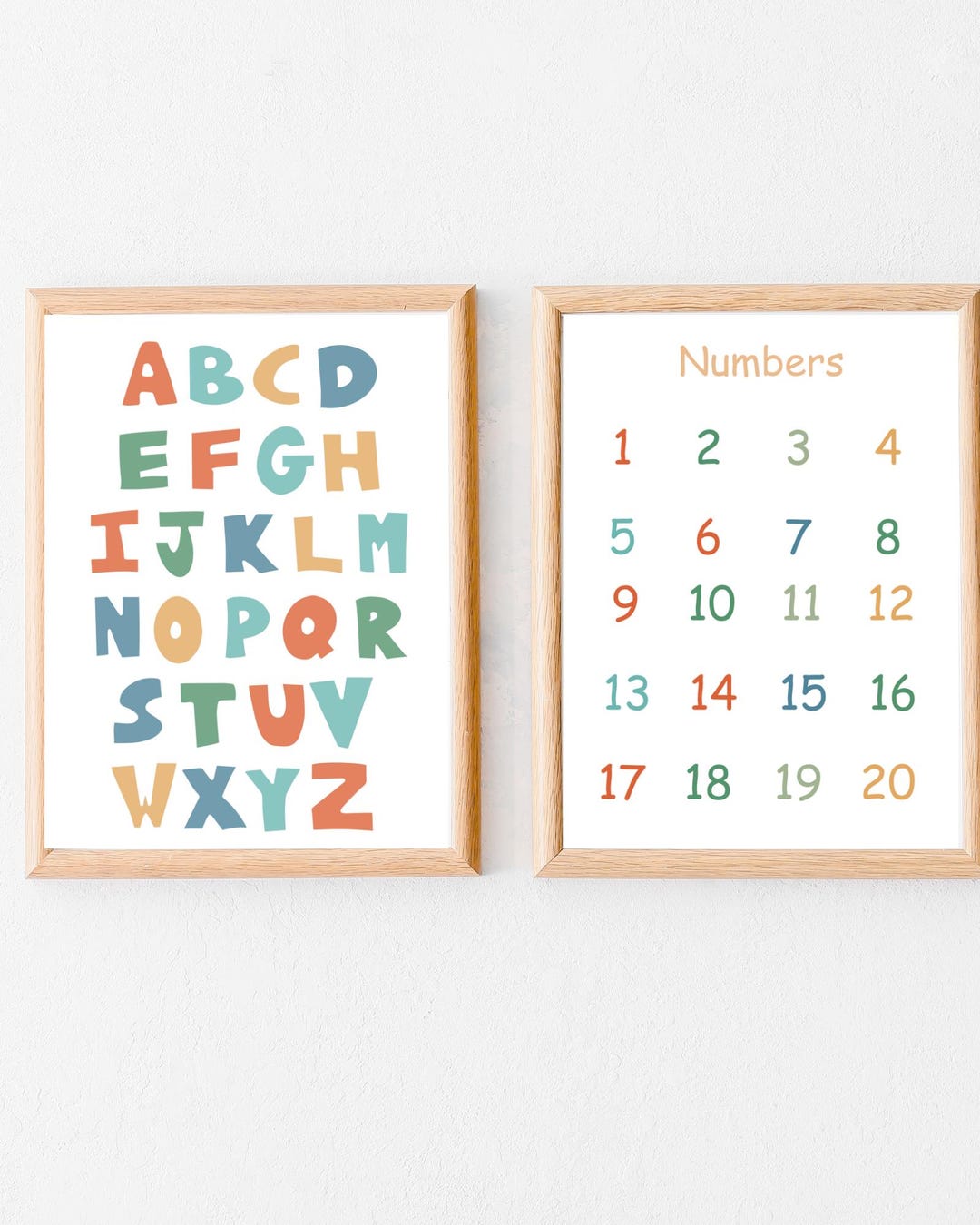 Kids Educational Wall Art Set Alphabet, Numbers, and Colors Posters ...