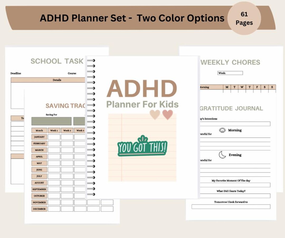 ADHD Planner Set for Kids, Printable Daily & Weekly Schedules, ADHD ...