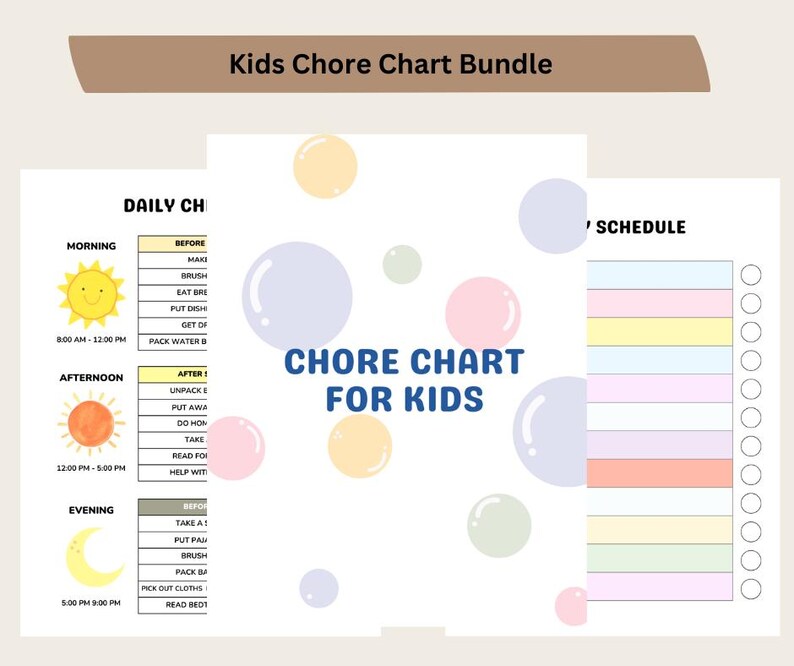Editable Kids Chore Chart Bundle, Reward Chart, Printable Daily ...