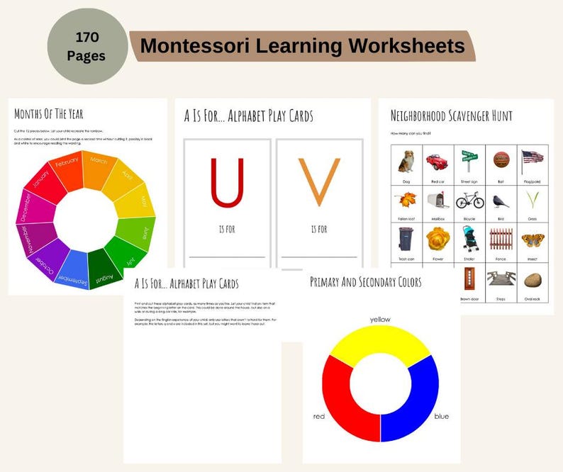 Montessori Preschool Activity Bundle Kids Educational Learning ...