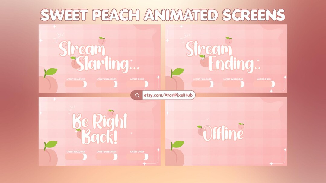 Peach-themed Twitch Overlay Pack | OBS Streamelements Compatible | Cute ...