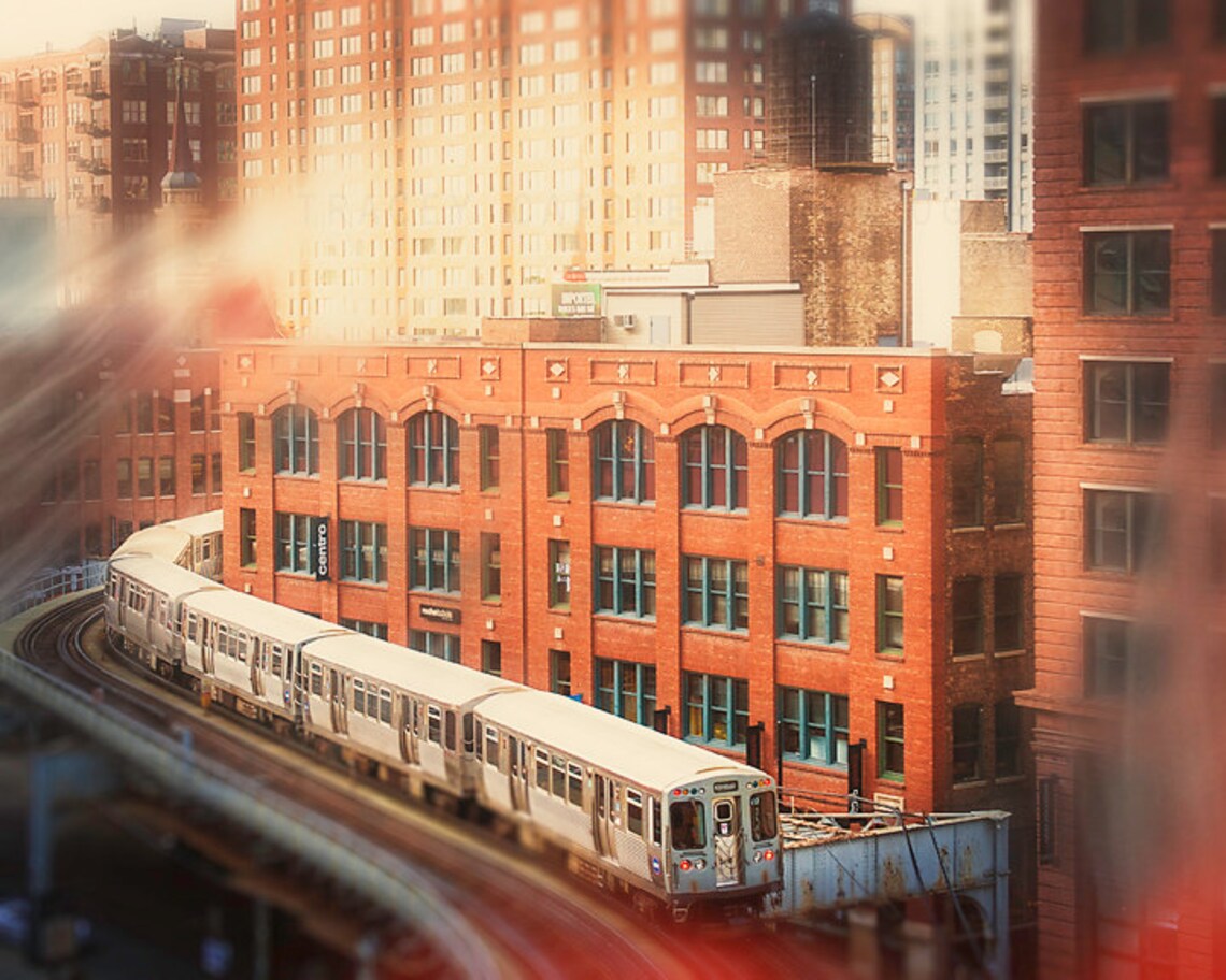 Chicago Loop Art Color Train Photography L Train Wall Art - Etsy