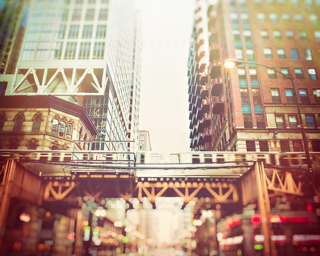 Chicago Skyline Wall Art Print Chicago Loop El Train - Etsy