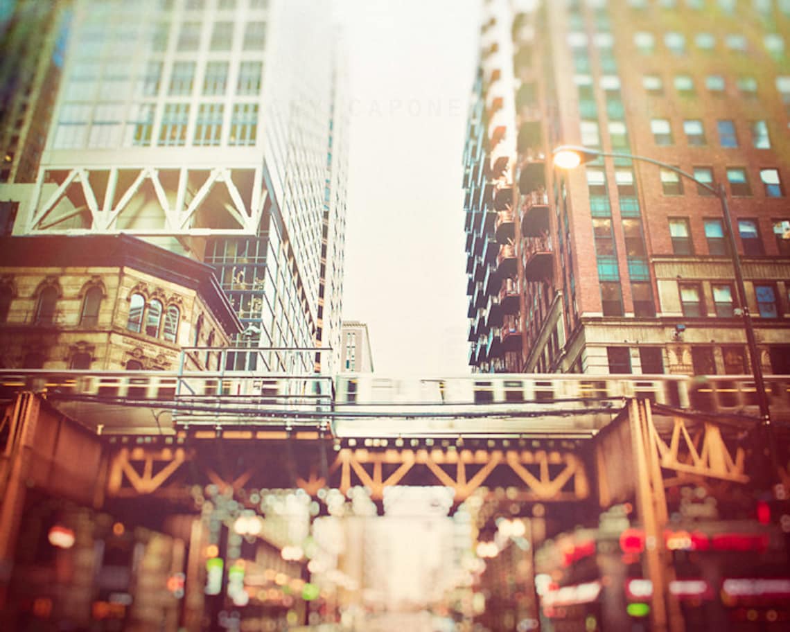Chicago Skyline Wall Art Print Chicago Loop El Train | Etsy