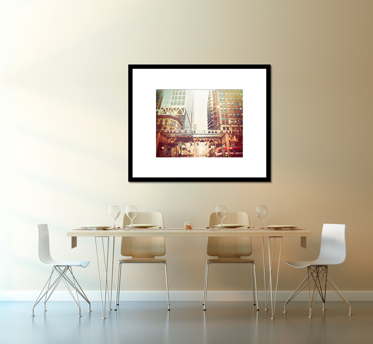 Chicago Skyline Wall Art Print Chicago Loop El Train | Etsy