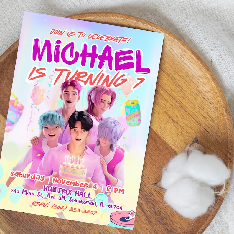 Saja Boys Kpop Demon Hunters Birthday Invitation - Editable Canva ...