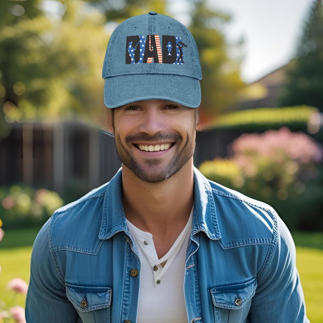 Patriotic Dad Denim Hat, Embroidered Baseball Cap, Father's Day Gift - Etsy