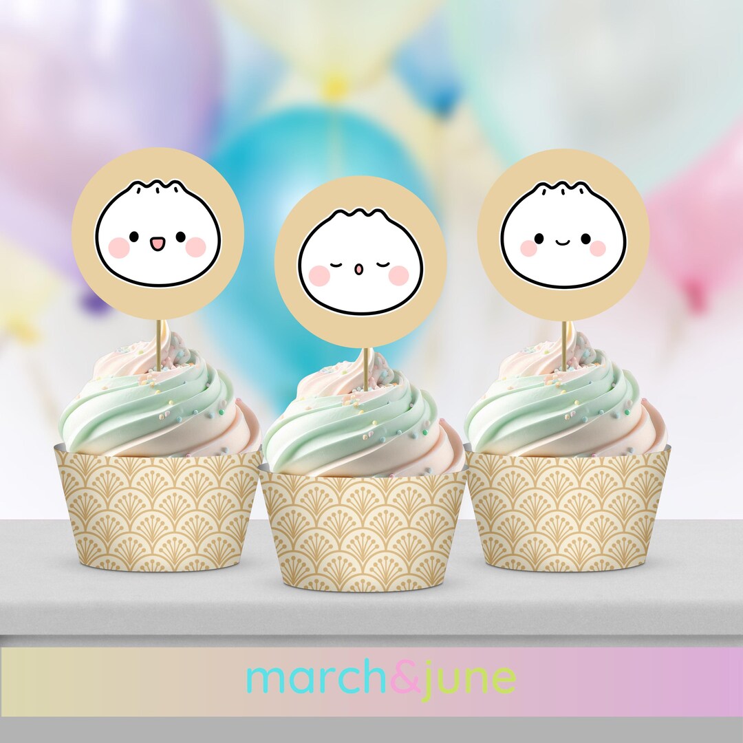 Downloadable Dumplings Cupcake Toppers and Wrappers, Asian Food, Asian ...