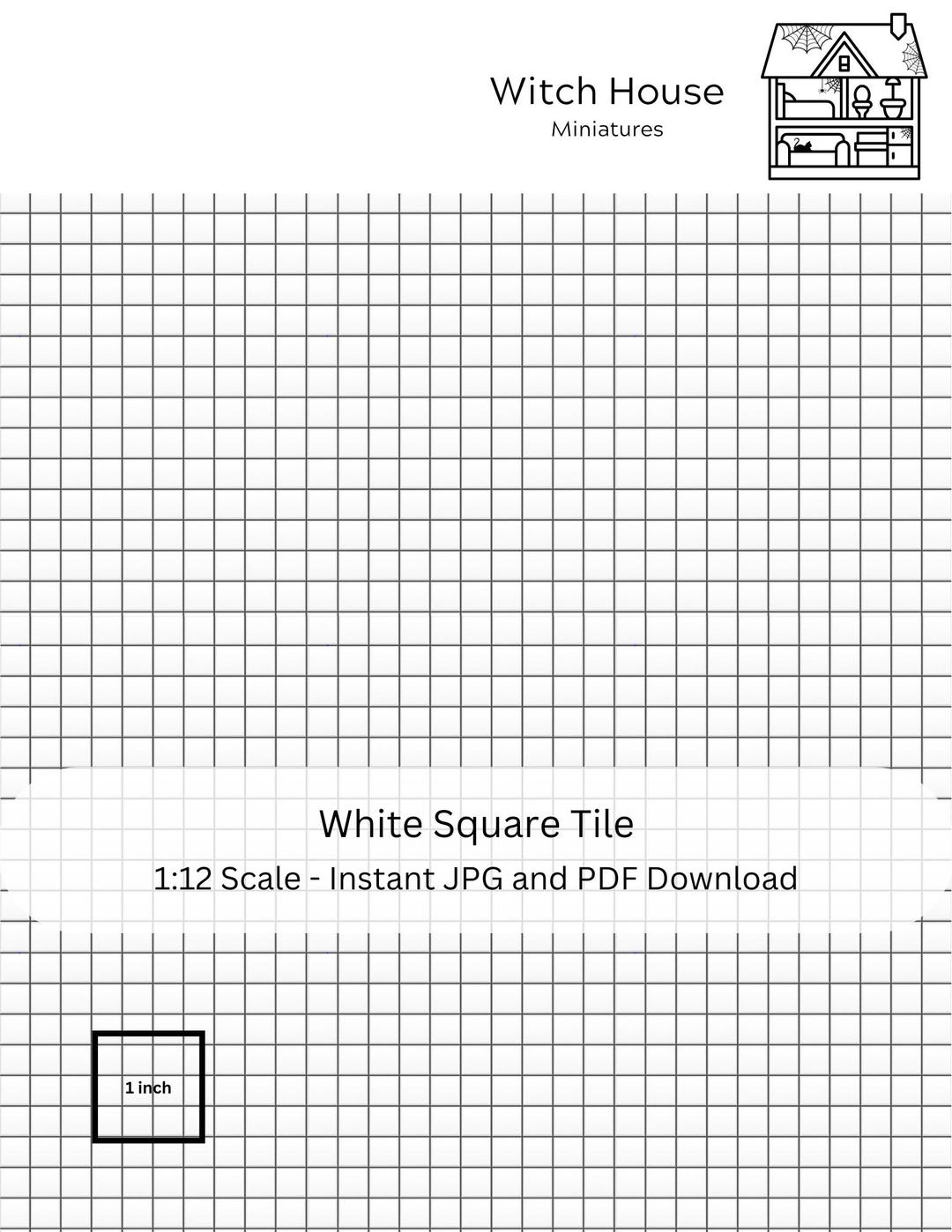 Miniature 1:12 Scale Dollhouse Printable Flooring / White Square Tile ...