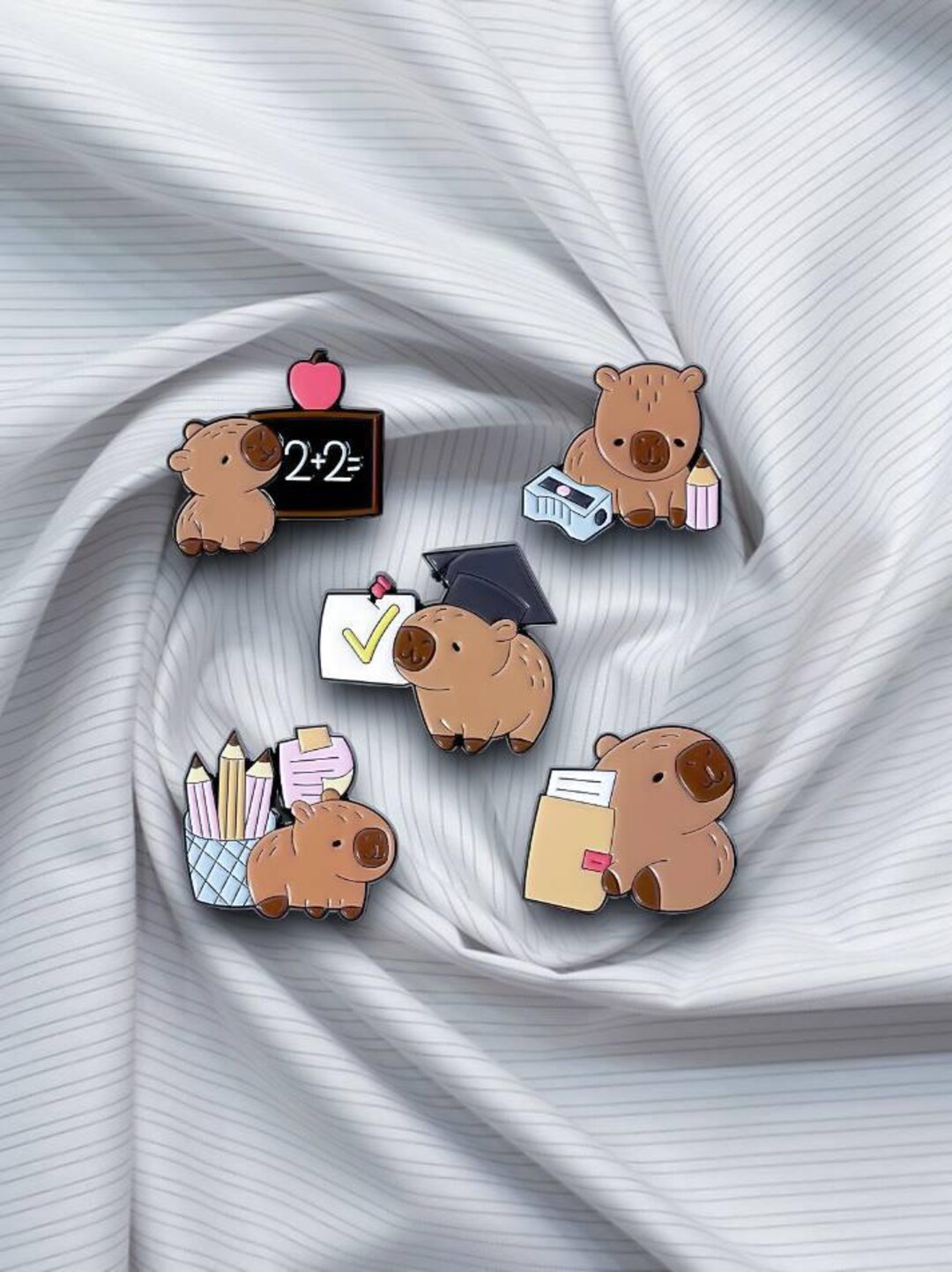 Cute Capybara Enamel Pin Lot 5x Funny Animal Pins for Backpacks Set - Etsy