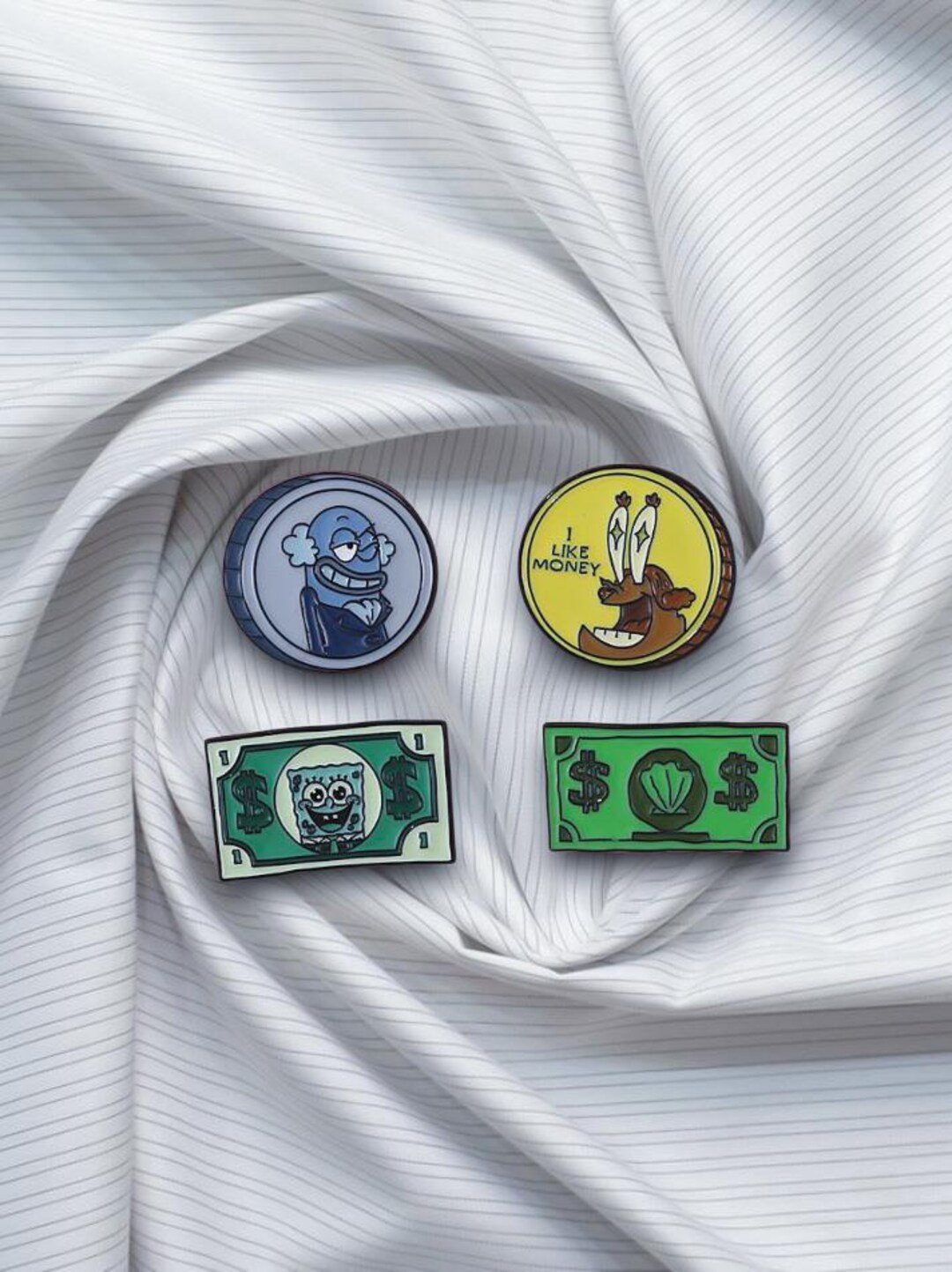 Sponge Dollar Bill Cartoon Enamel Pin Lot 4x Cute Funny Pins Set - Etsy