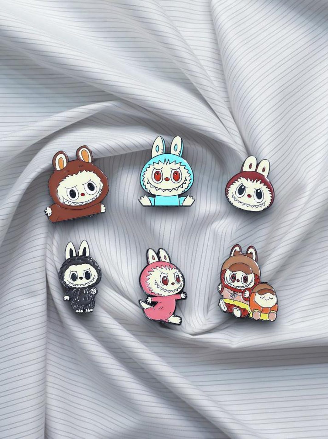 Labubu Friends Enamel Pin Lot 6x Cute Funny Pins Set - Etsy
