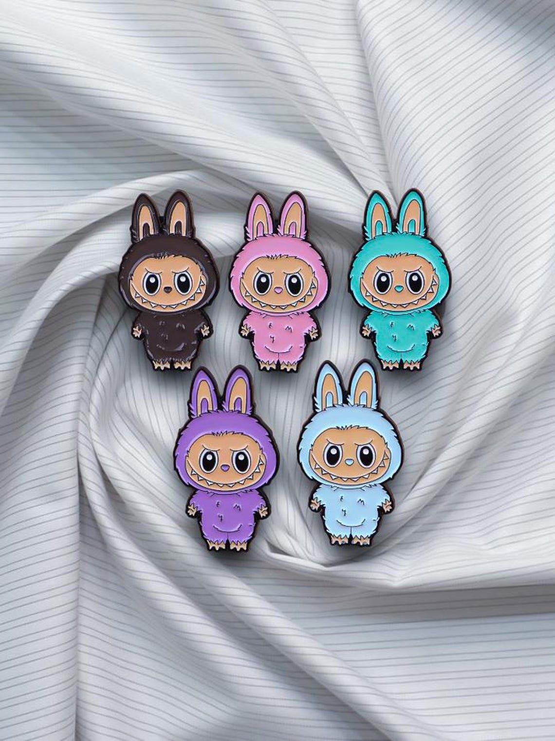 Labubu Friends Enamel Pin Lot 5x Cute Funny Pins Set - Etsy