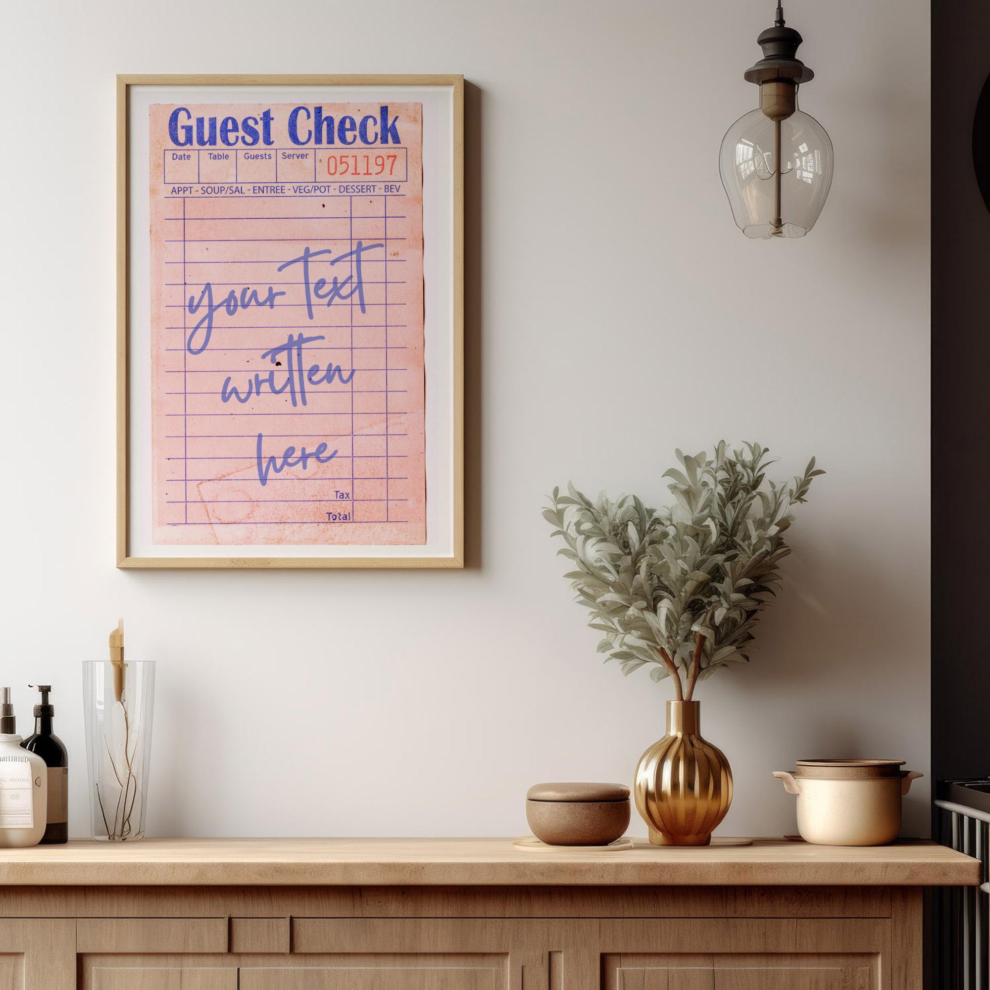 Personalized Guest Check, DIGITAL DOWNLOAD, Guest Check Print ...