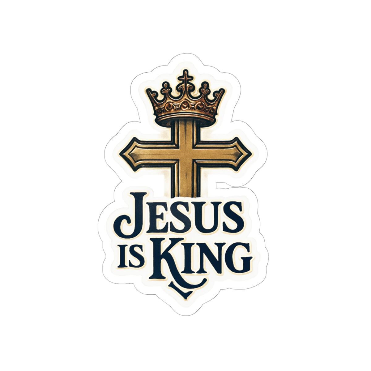 Religious Jesus is King Stickers, Christian Faith Cross Crown Bible ...