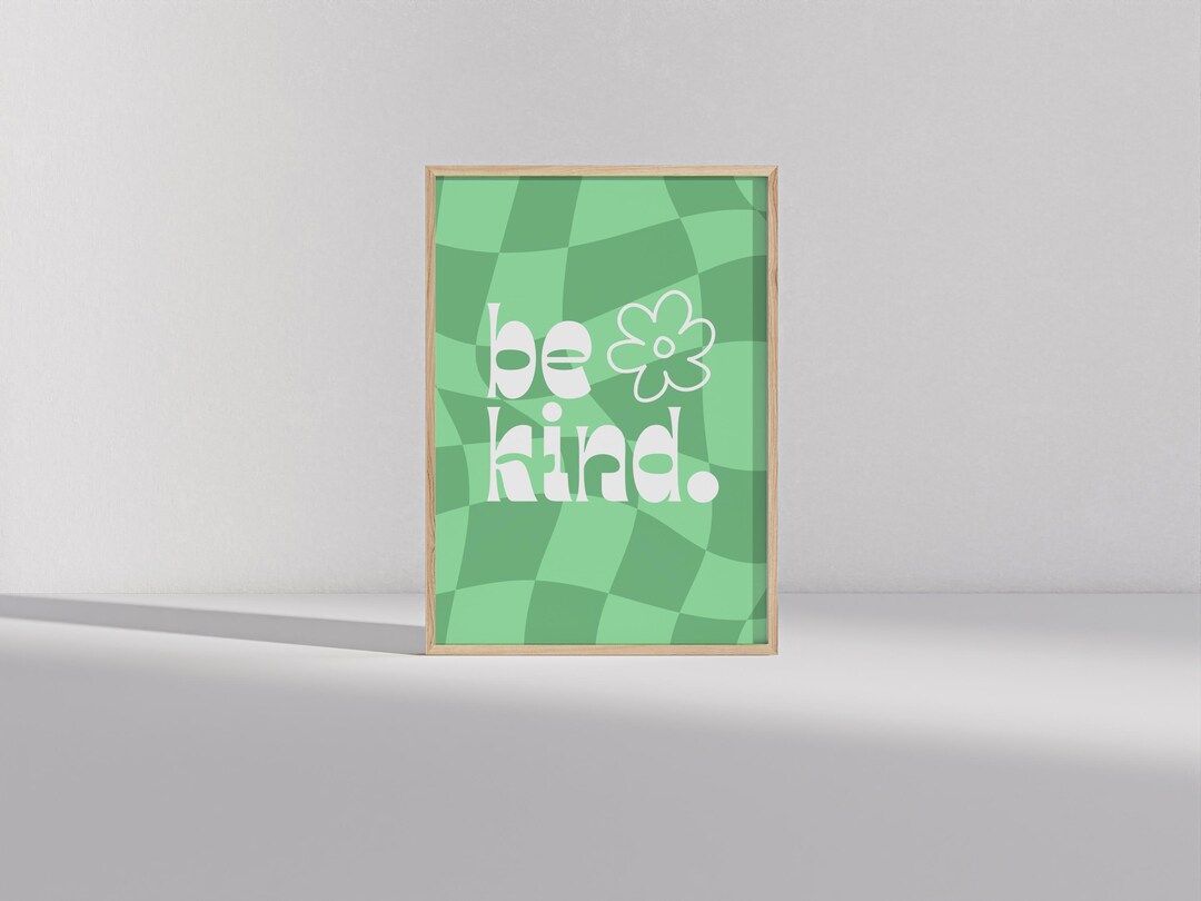 Green Checkered Be Kind, DIGITAL DOWNLOAD, Checkered Art, Be Kind ...