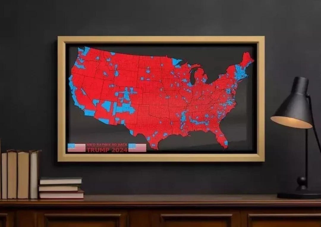 Trump 2024 Election Map Art Print, MAGA Republican Poster, USA ...