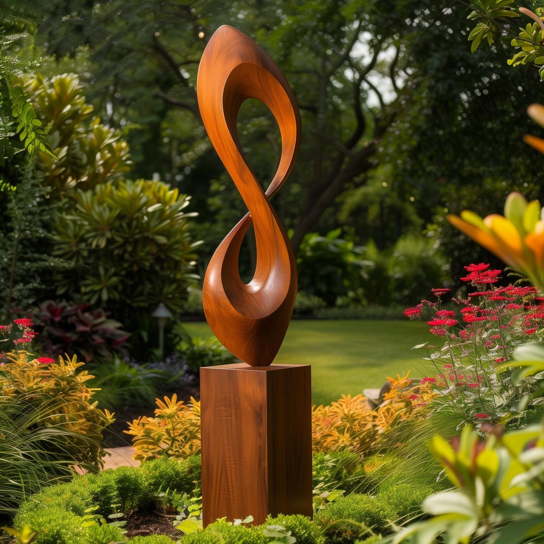 Infinity Flame Tall Wood Sculpture – Handmade Solid Wood Carving ...