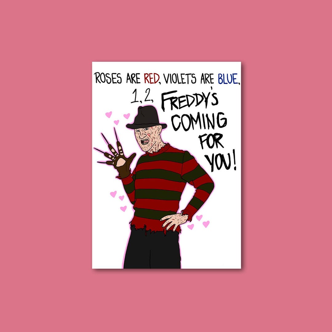 Rose Are Red Violets Are Blue Freddy Coming Valentine Card, Horror ...