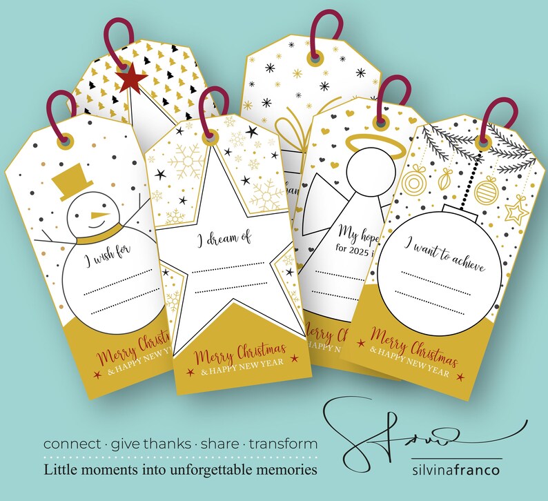 Christmas Tags Printable. Fill-in Gift Tags for Messages, Wishes ...