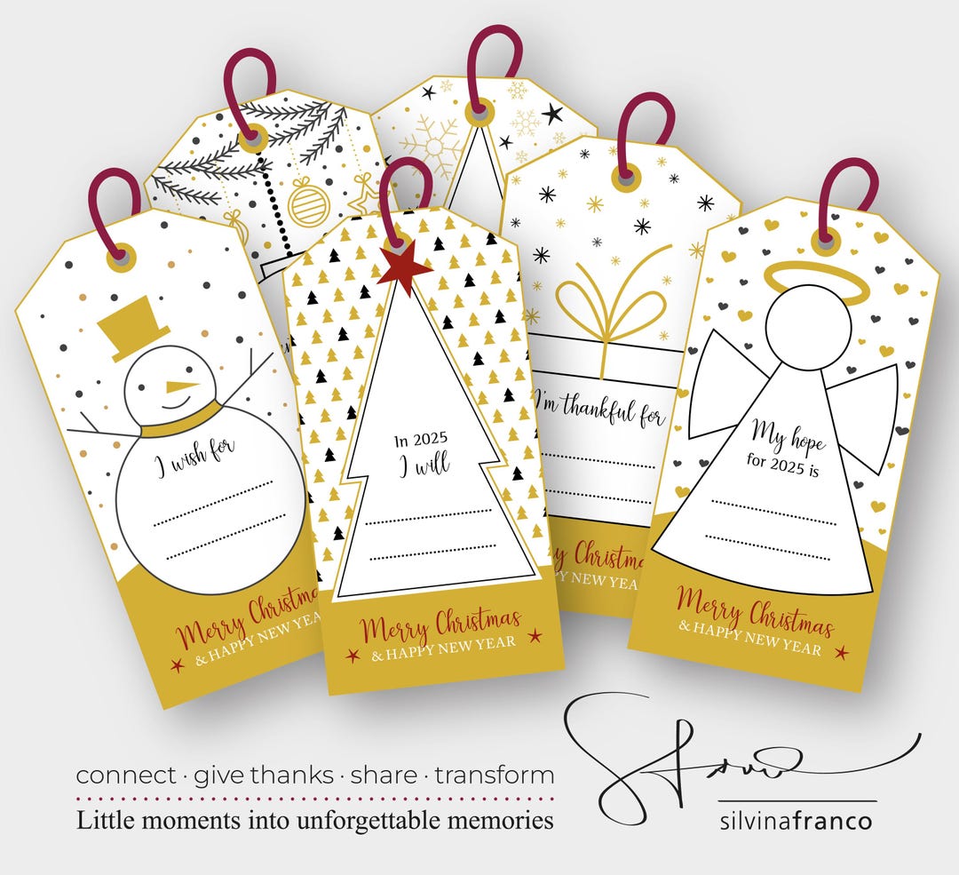 Christmas Tags Printable. Fill-in Gift Tags for Messages, Wishes ...