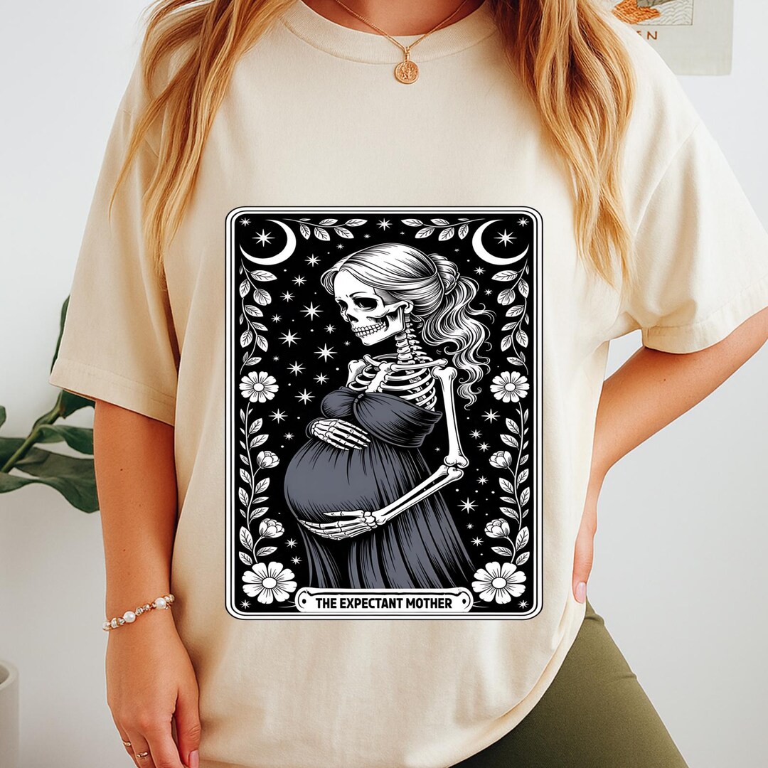 Skeleton Expectant Mother Tarot Card | Gothic Pregnancy Reveal (digital ...